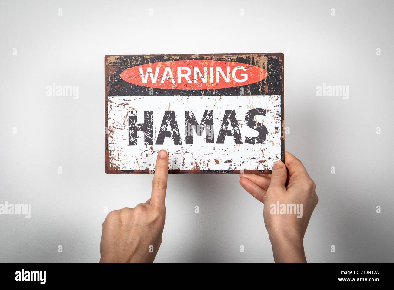HAMAS. Warning sign with text on a white background Stock Photo - Alamy