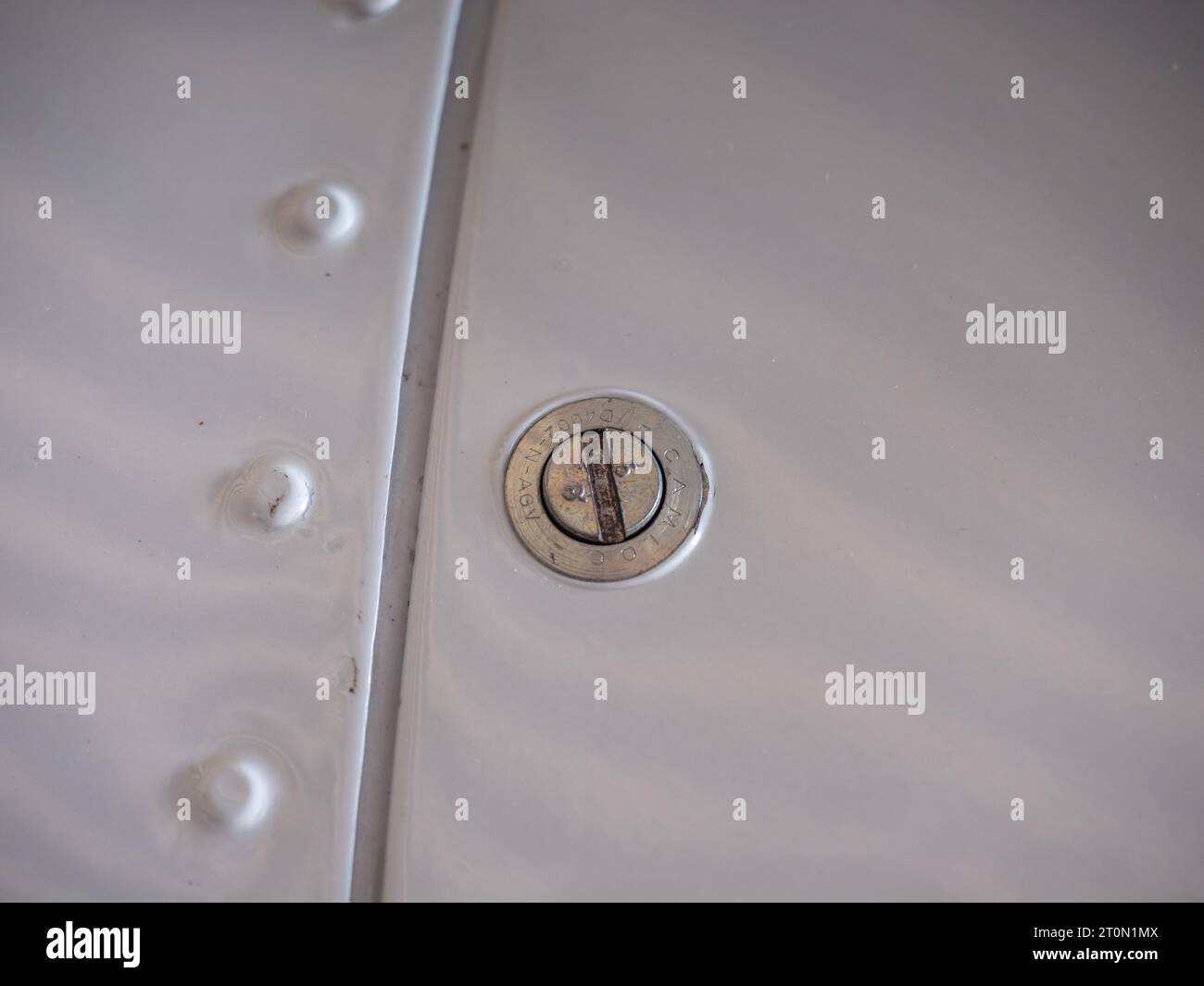 Detail of smalll airplane body. Ultralight plane or drone, aluminum ...