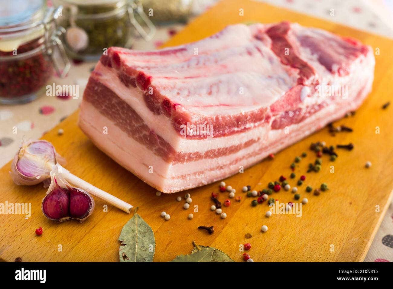 Fresh piece of lard ready for salting Stock Photo - Alamy