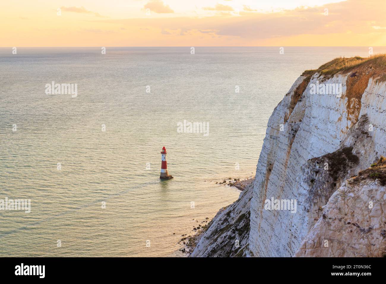 Beachy Head Lighthouse, a rock tower style lighthouse located in the ...