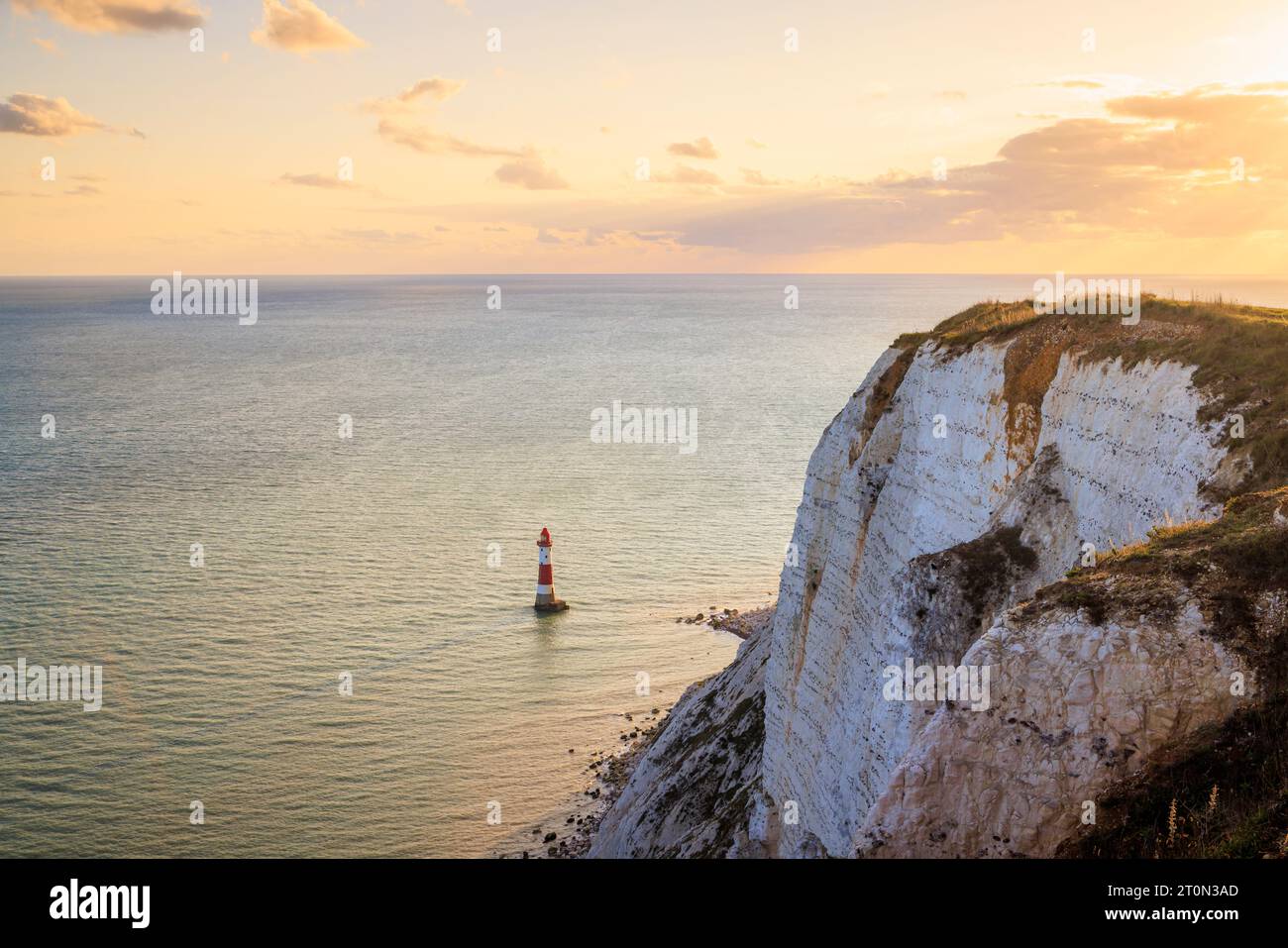 Beachy Head Lighthouse, a rock tower style lighthouse located in the ...