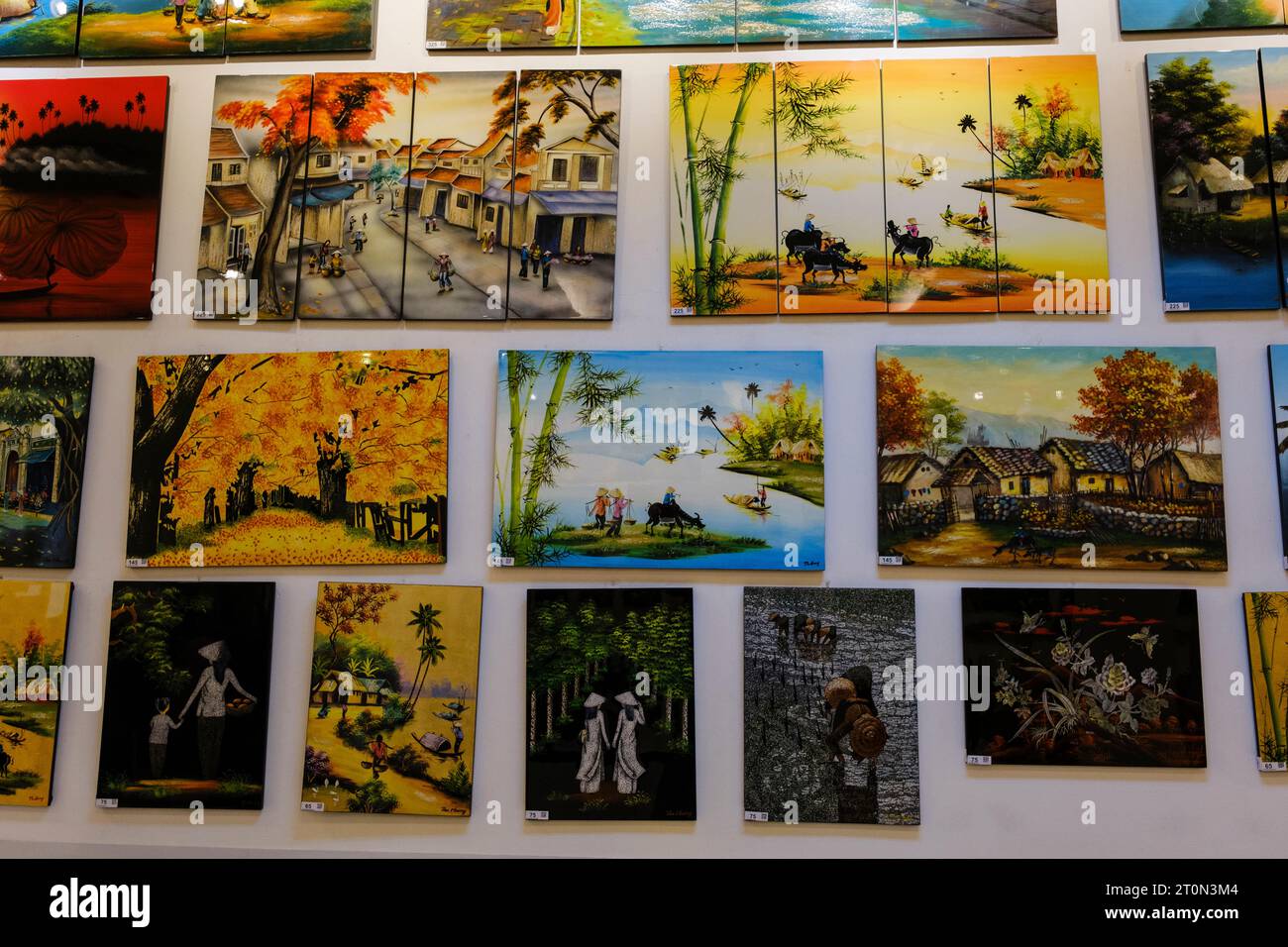 Hanoi, Vietnam. Lacquerwork Paintings and Decorative Panels on Display ...