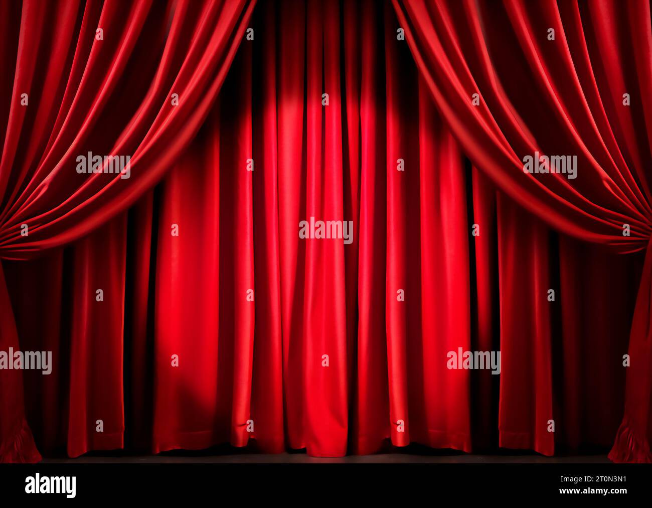Theater stage with closed red curtain with spotlight Stock Photo - Alamy