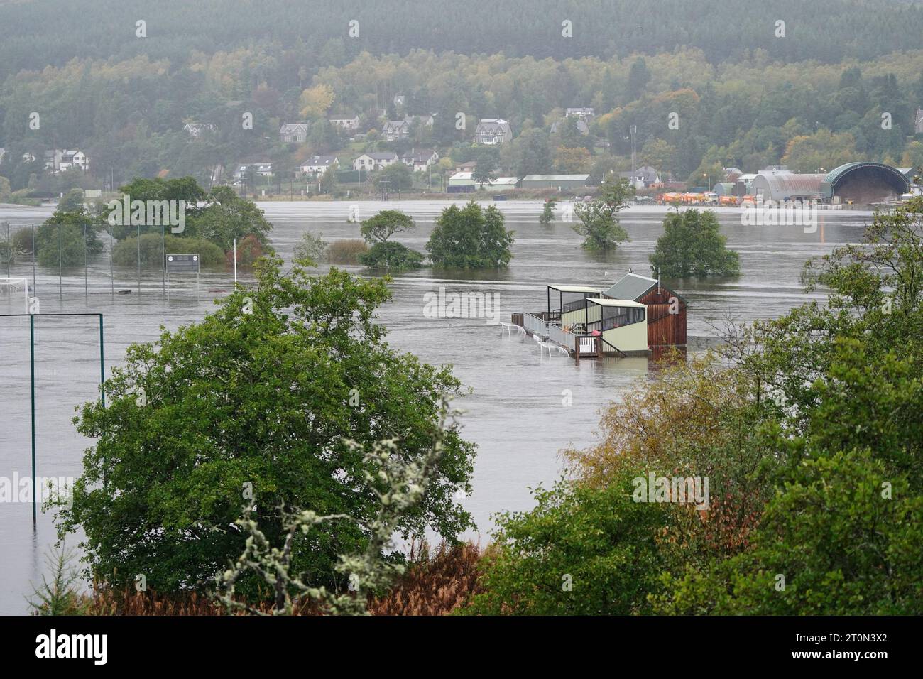The flooded Dell sports field in Kingussie near Avimore. Those in the ...