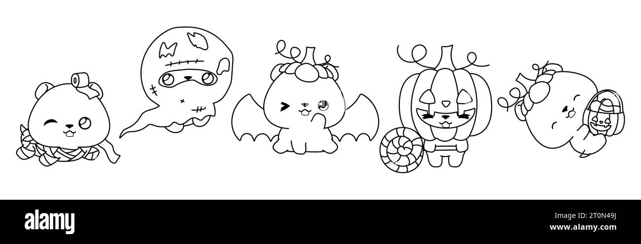 Collection of Vector Halloween Hamster Outline. Set of Isolated ...