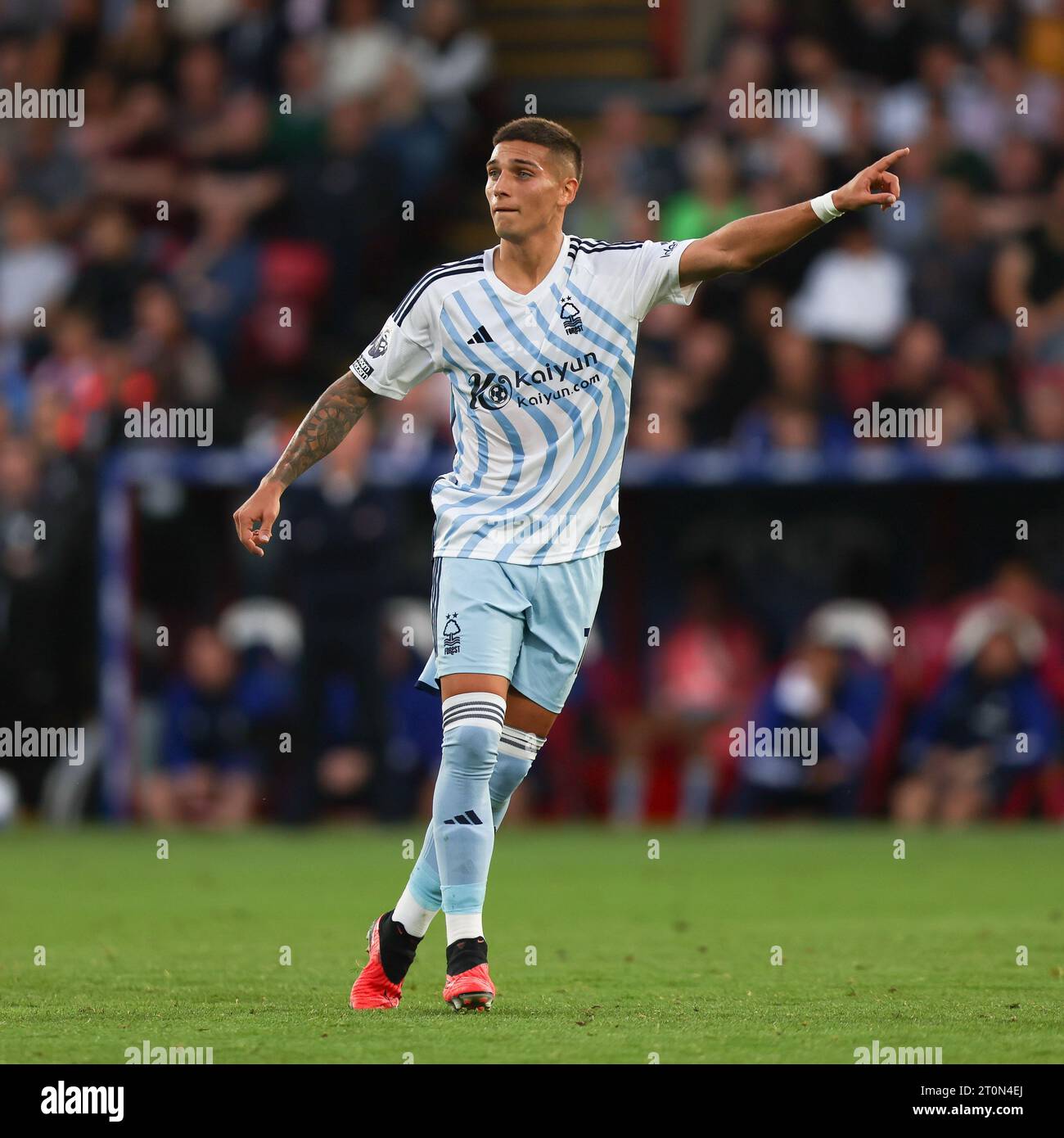 London, UK. 07th Oct, 2023. Nicol‡s Dom'nguez of Nottingham Forest in action during the Premier ...