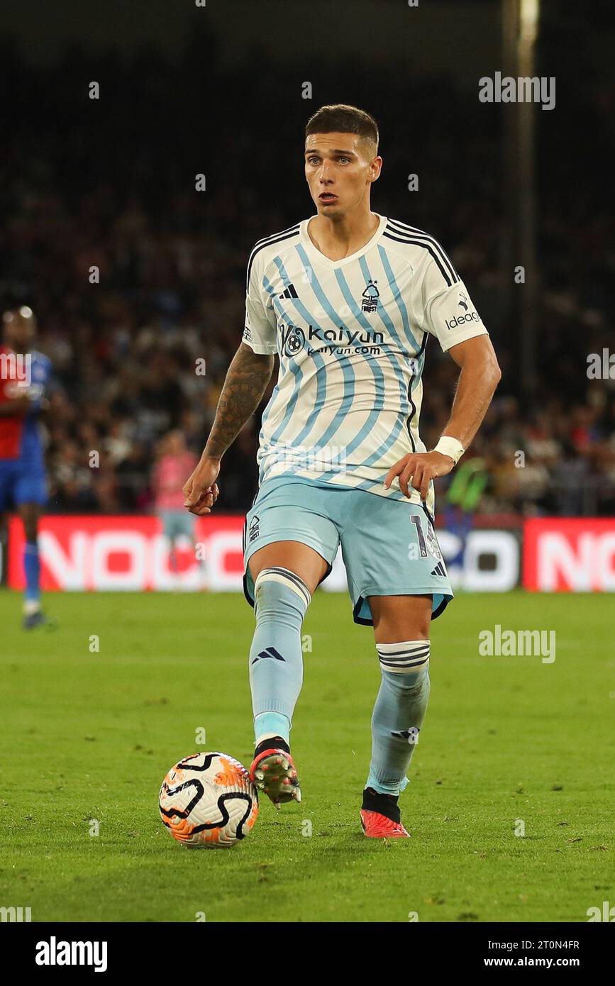 London, UK. 07th Oct, 2023. Nicol‡s Dom'nguez of Nottingham Forest in action during the Premier ...