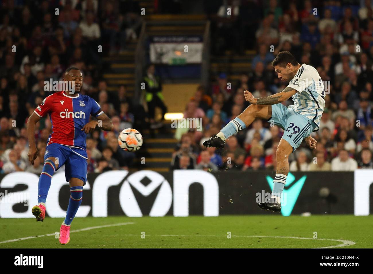 London, UK. 07th Oct, 2023. Gonzalo Montiel of Nottingham Forest has a ...