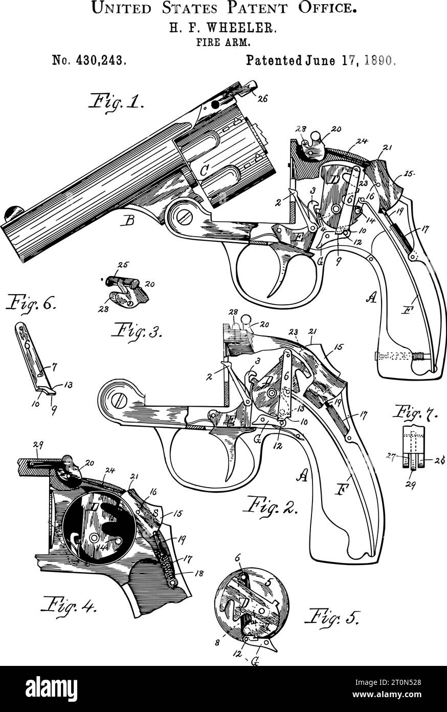 Vintage 1890 Fire Arm patent Stock Vector Image & Art - Alamy
