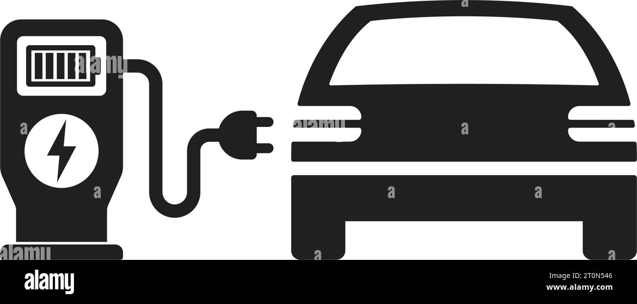 simple electric car charge charging at charge point symbol logo sign ...
