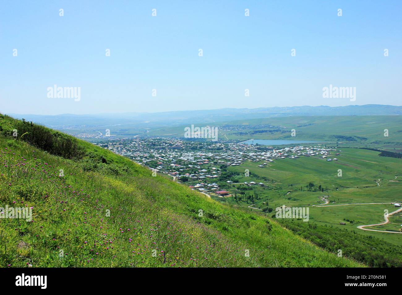 The city of Shamakhi at the foot of the mountain. Azerbaijan Stock ...