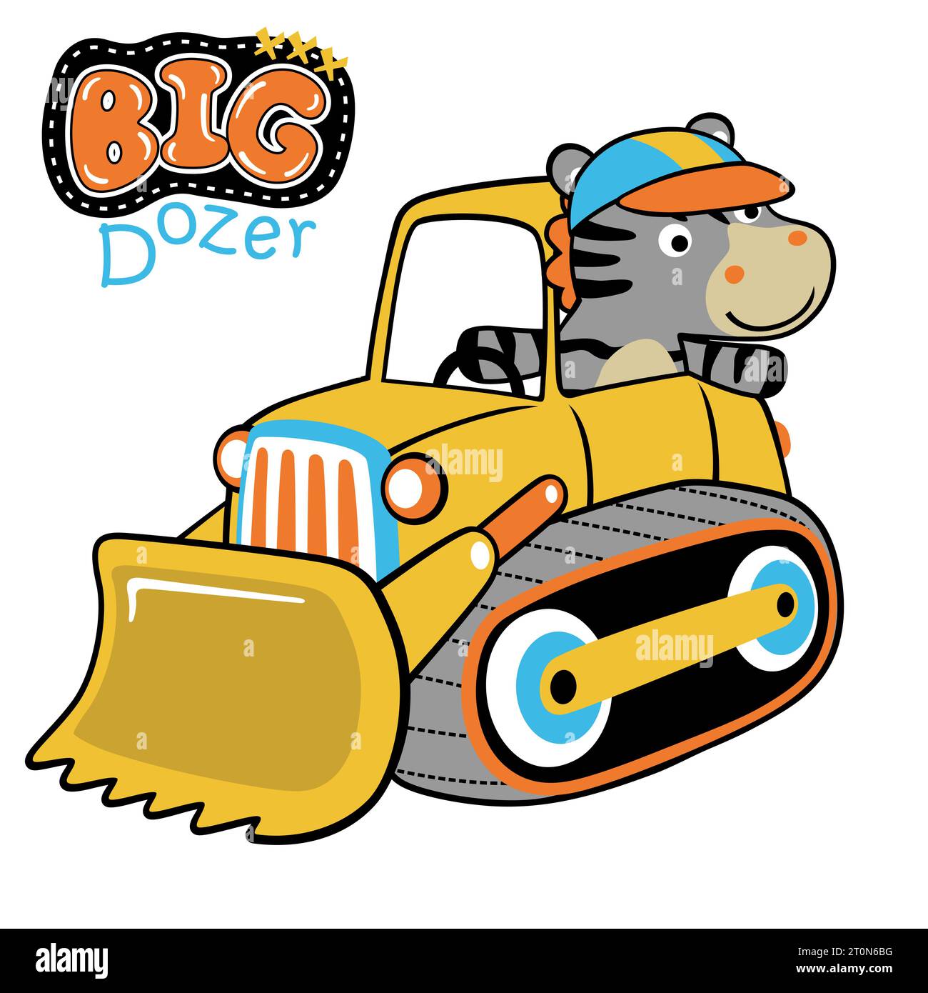 Cute zebra on bulldozer, vector cartoon illustration Stock Vector Image ...