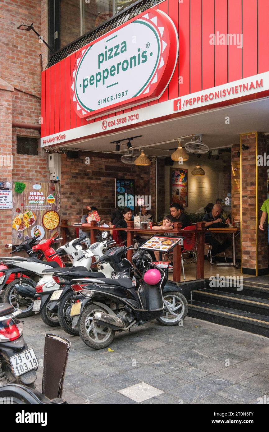 Hanoi, Vietnam. Pizza Restaurant, Hang Trong Street, Old Quarter Stock ...