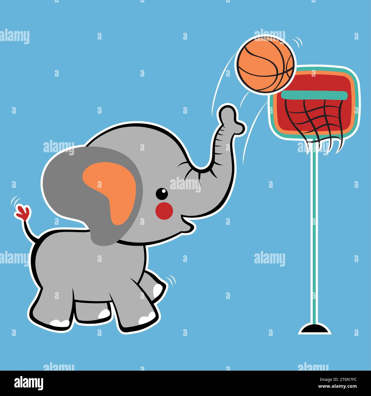 Cute elephant playing basketball, vector cartoon illustration Stock ...