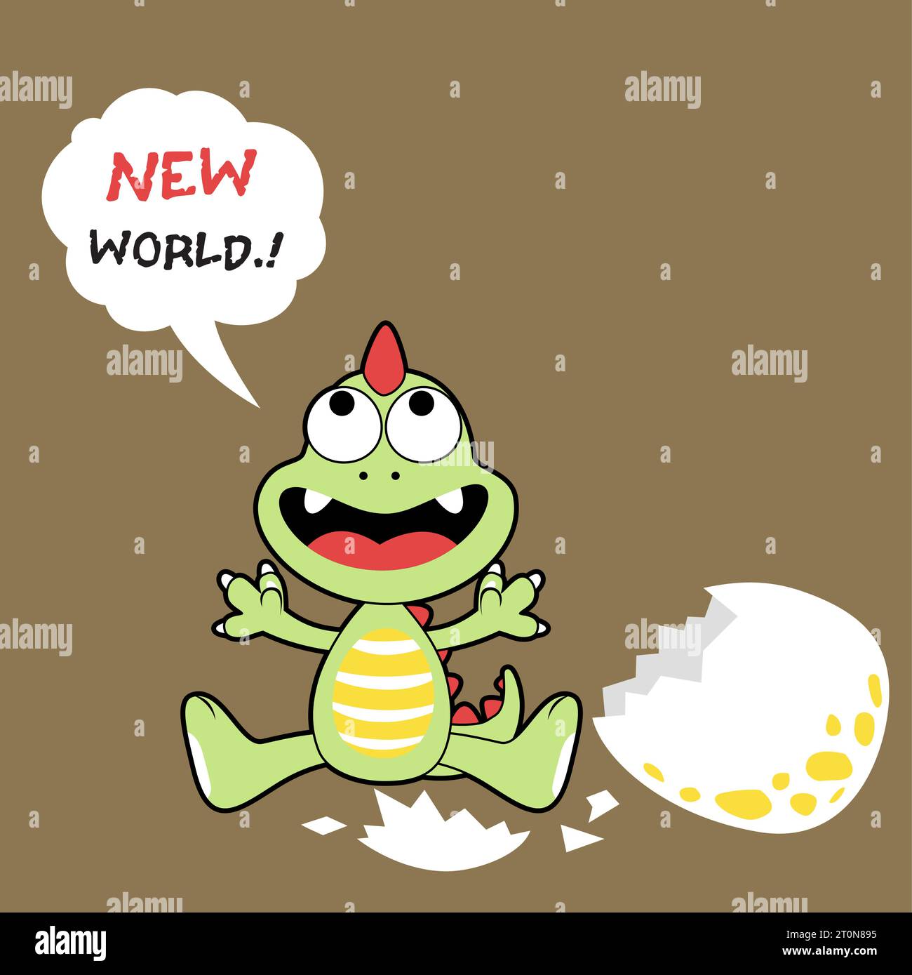 Funny baby dinosaur, vector cartoon illustration Stock Vector Image ...