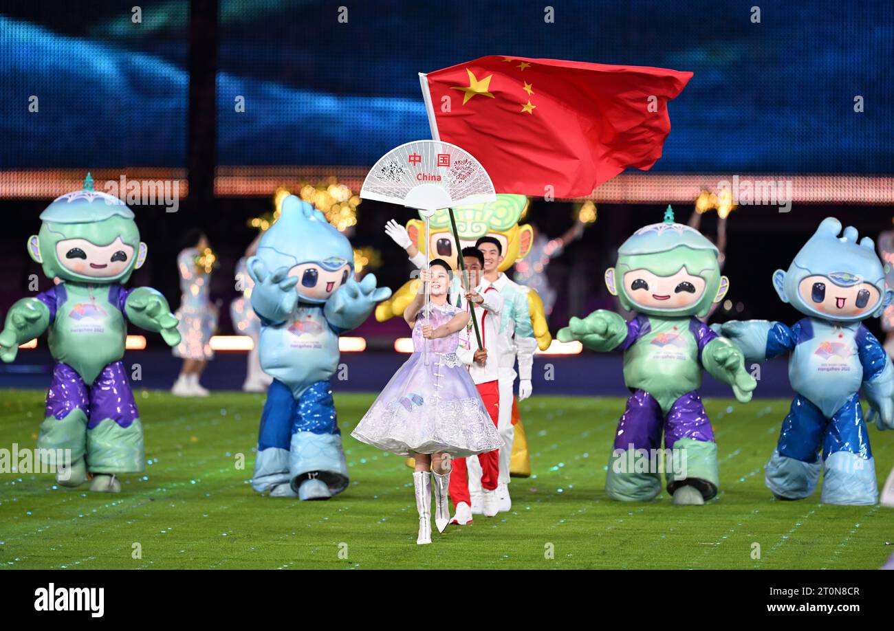 Hangzhou, China's Zhejiang Province. 8th Oct, 2023. The flag bearer of ...