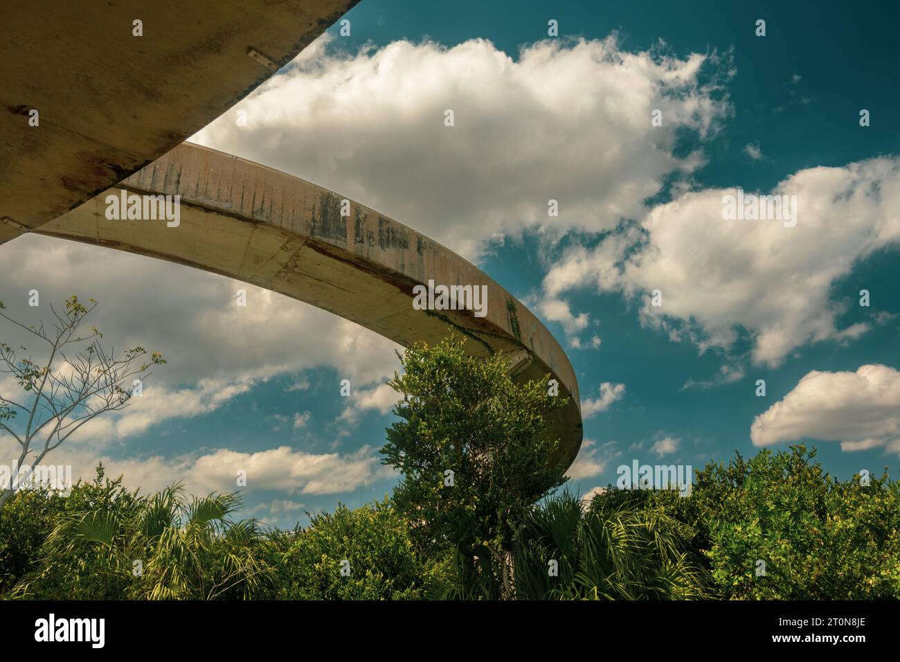 Observation Tower Bridge Against Cloudy Blue Sky in the Florida ...