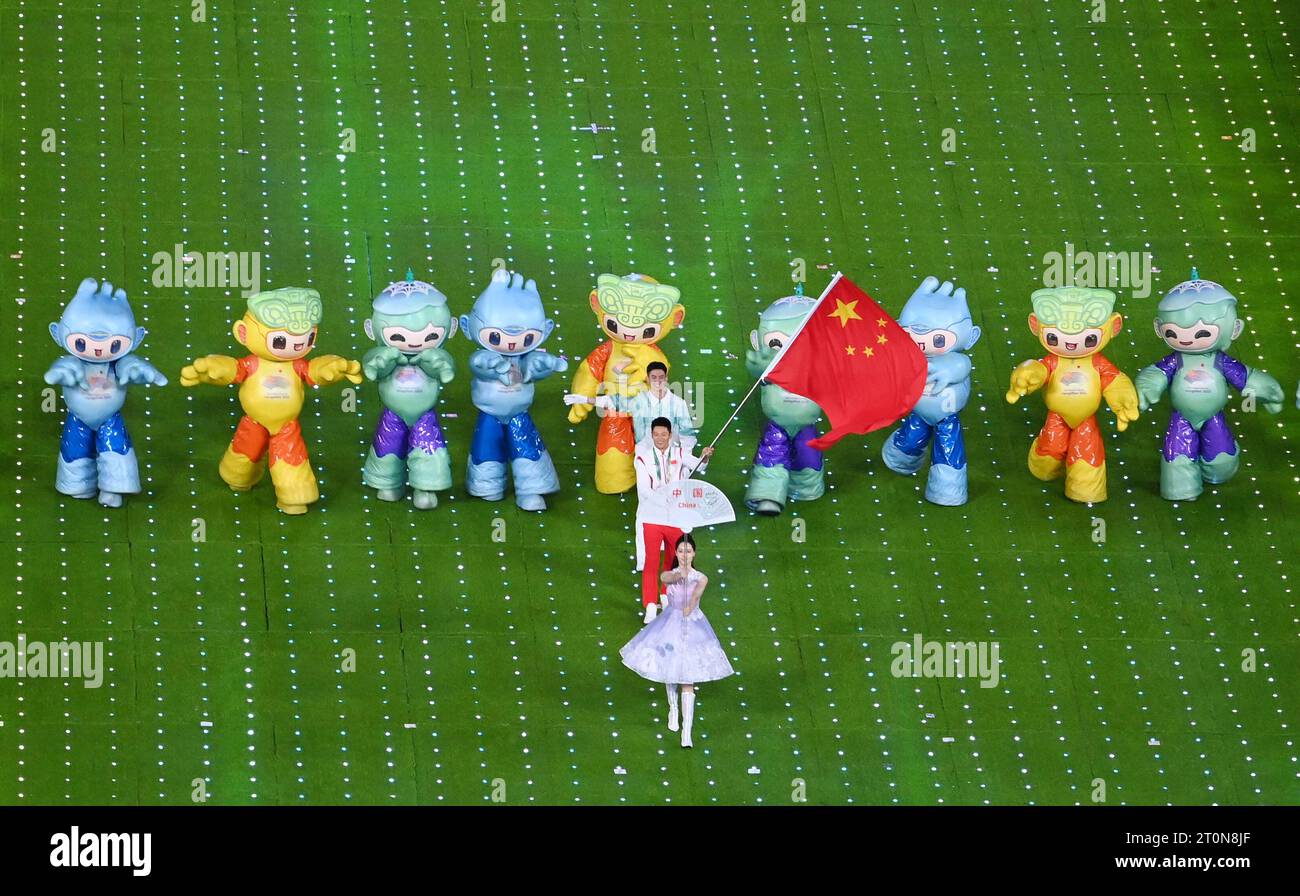 Hangzhou, China's Zhejiang Province. 8th Oct, 2023. The flag bearer of ...