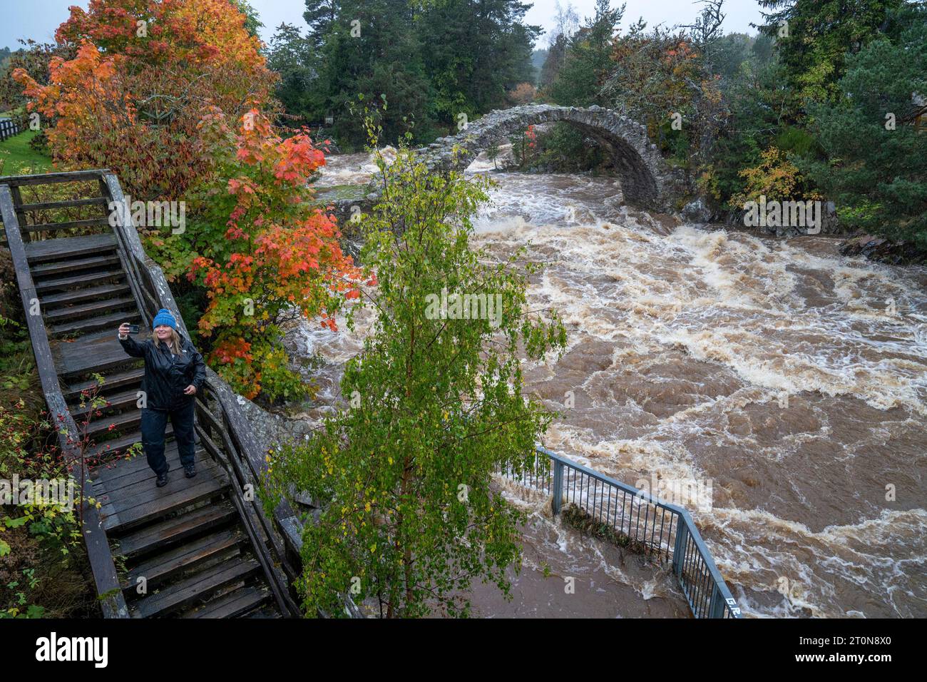 The Old Packhorse Bridge across the River Dulnain at Carrbridge near ...