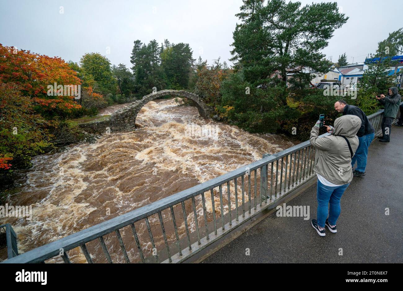 The Old Packhorse Bridge across the River Dulnain at Carrbridge near ...