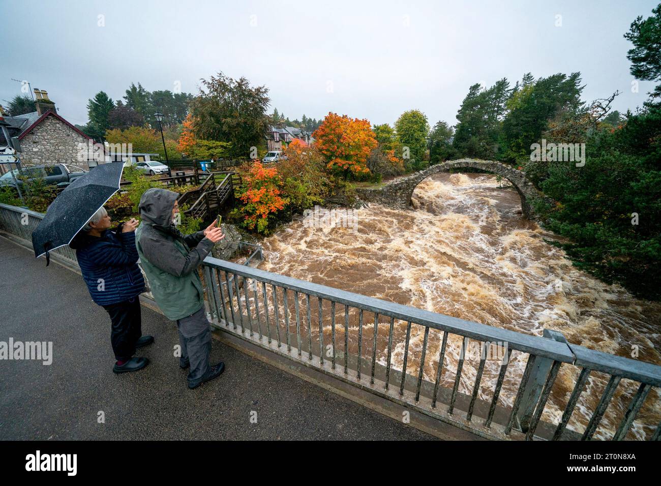 The Old Packhorse Bridge across the River Dulnain at Carrbridge near ...