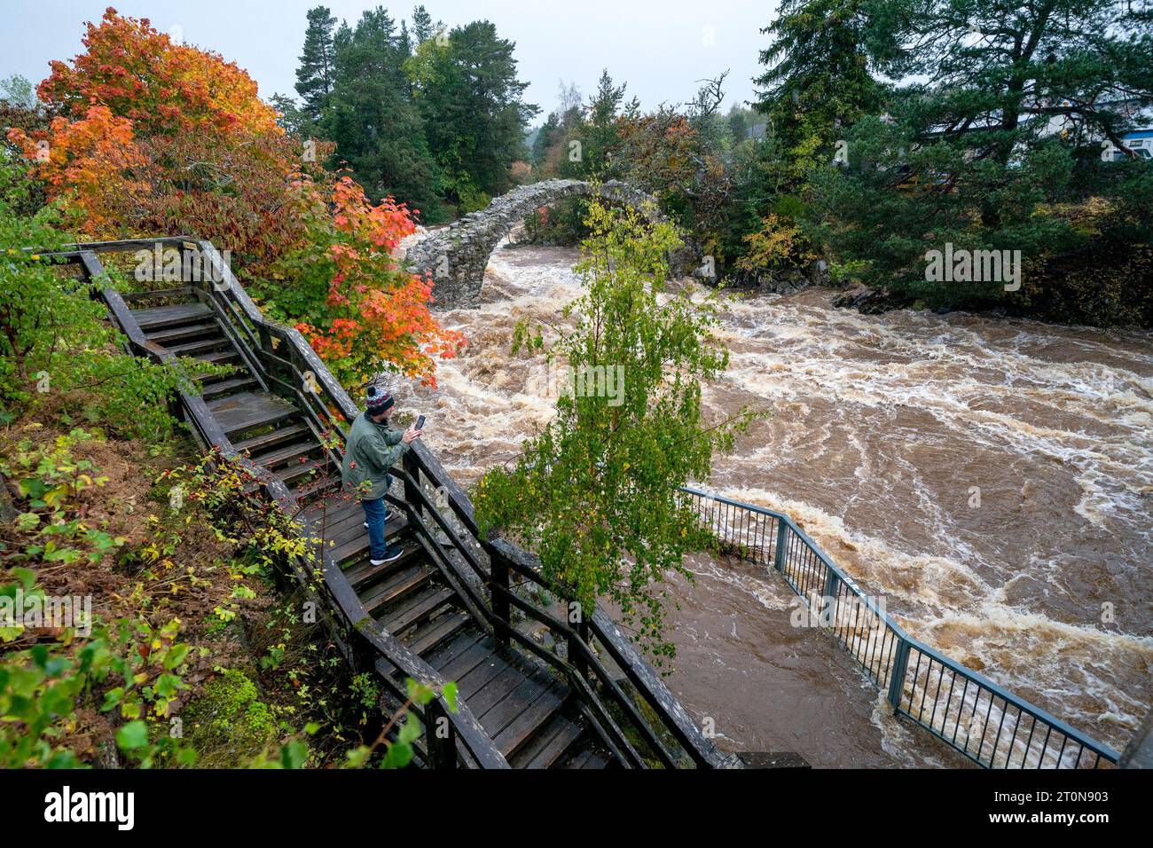 The Old Packhorse Bridge across the River Dulnain at Carrbridge near ...