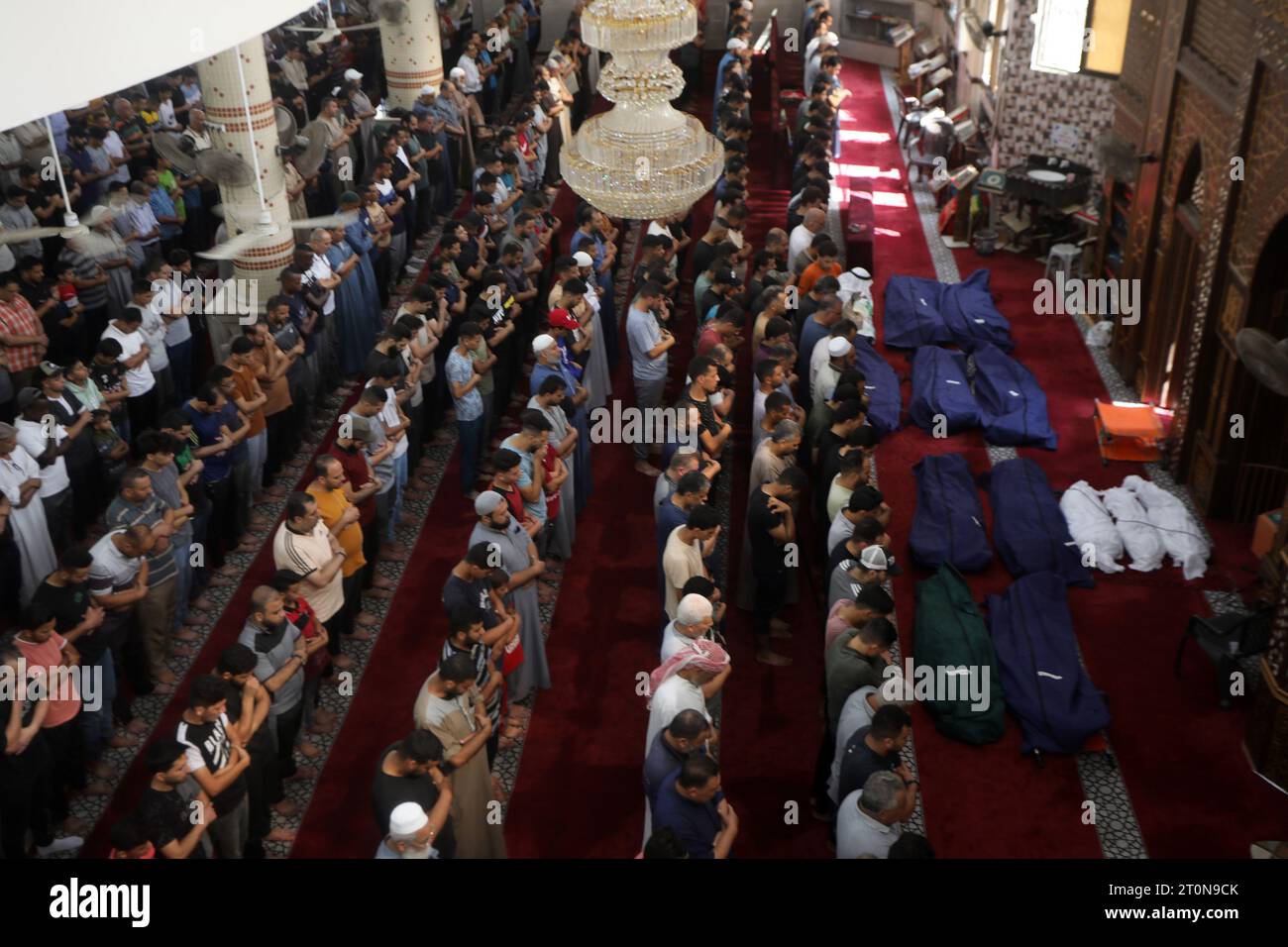 Rafah, Gaza. 11th May, 2023. People gather at a mosque to pray over the ...