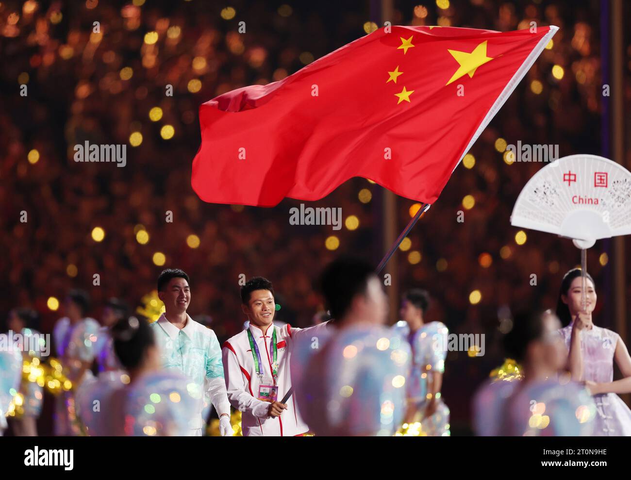 Hangzhou, China's Zhejiang Province. 8th Oct, 2023. Flag bearer of the ...