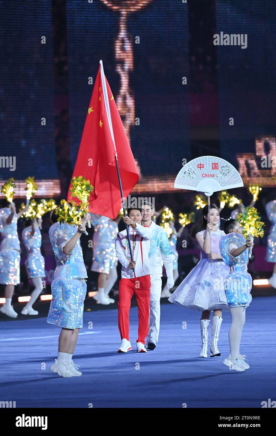 Hangzhou, China's Zhejiang Province. 8th Oct, 2023. Flag bearer of the ...