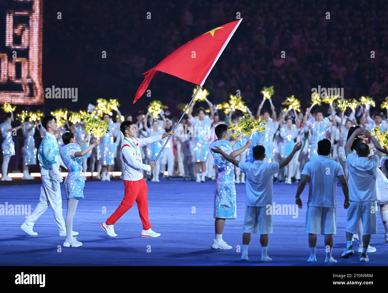 Hangzhou, China's Zhejiang Province. 8th Oct, 2023. Flag bearer of the ...