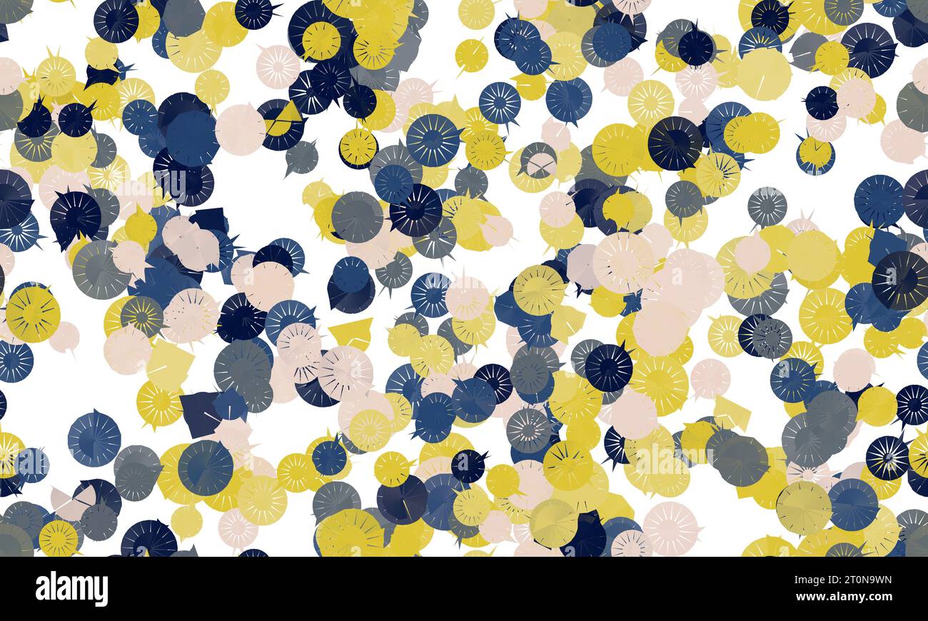 Multicolored chaotic circles with floral or spark pattern. Seamless ...