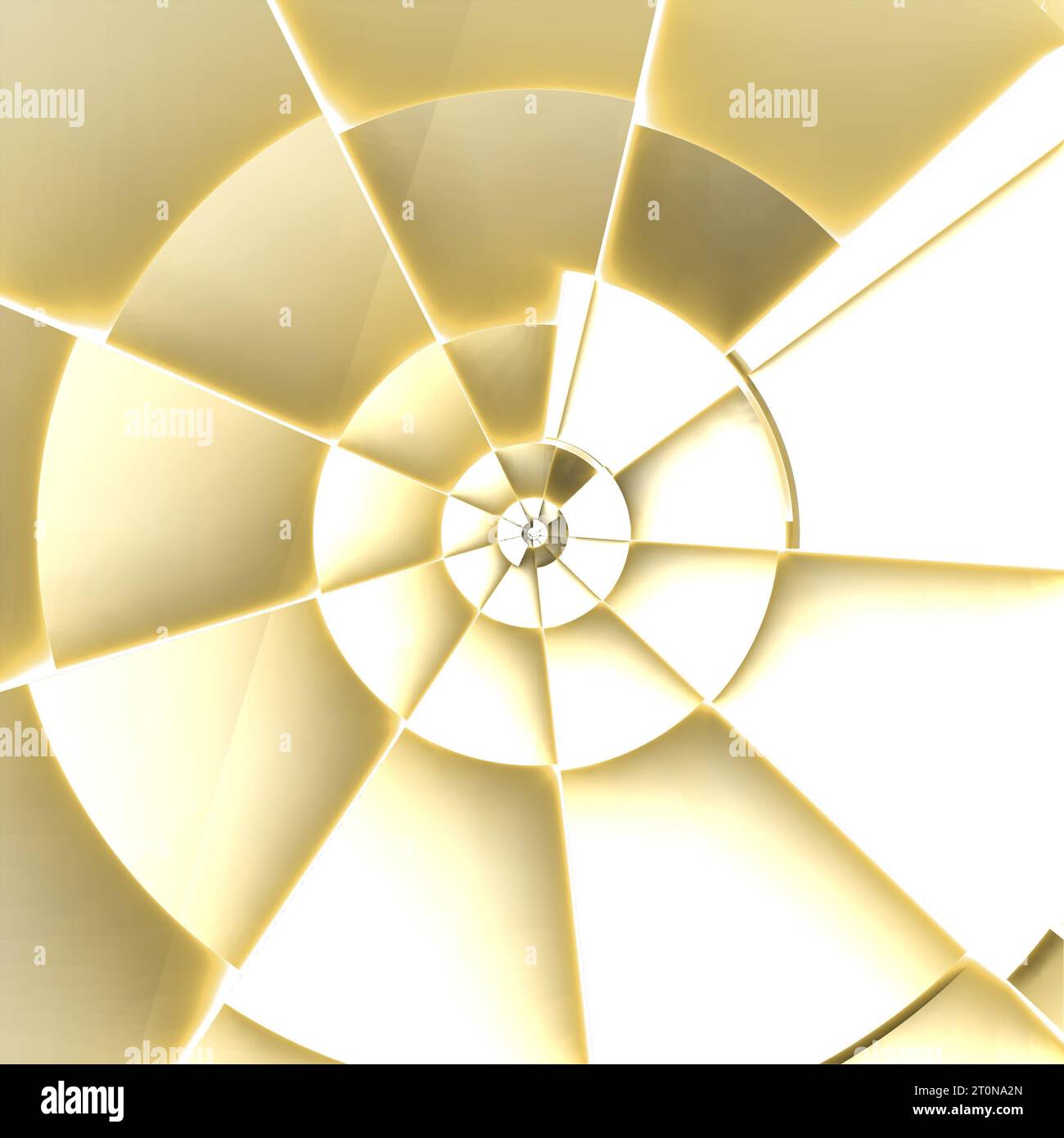 Abstract spiral staircase, shining golden color. 3d object, 3d ...