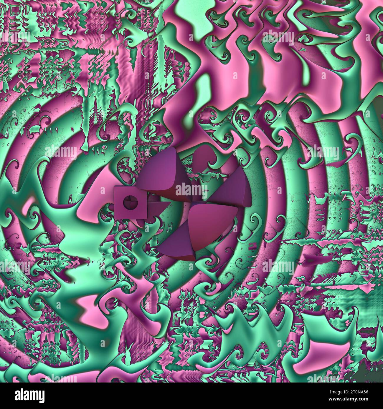 Emerald green and magenta random fractal pattern, abstract 3d ...