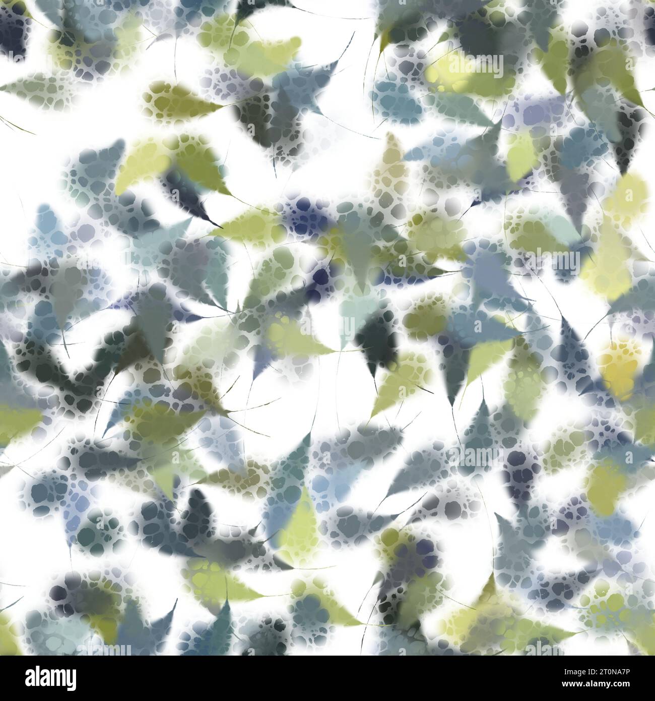 Big textured random brush strokes with thin tails. Green, grey and blue ...