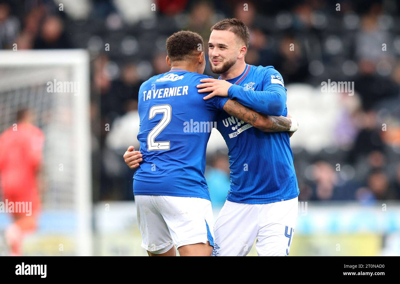 Rangers' James Tavernier (left) and team-mates Nicolas Raskin celebrate ...