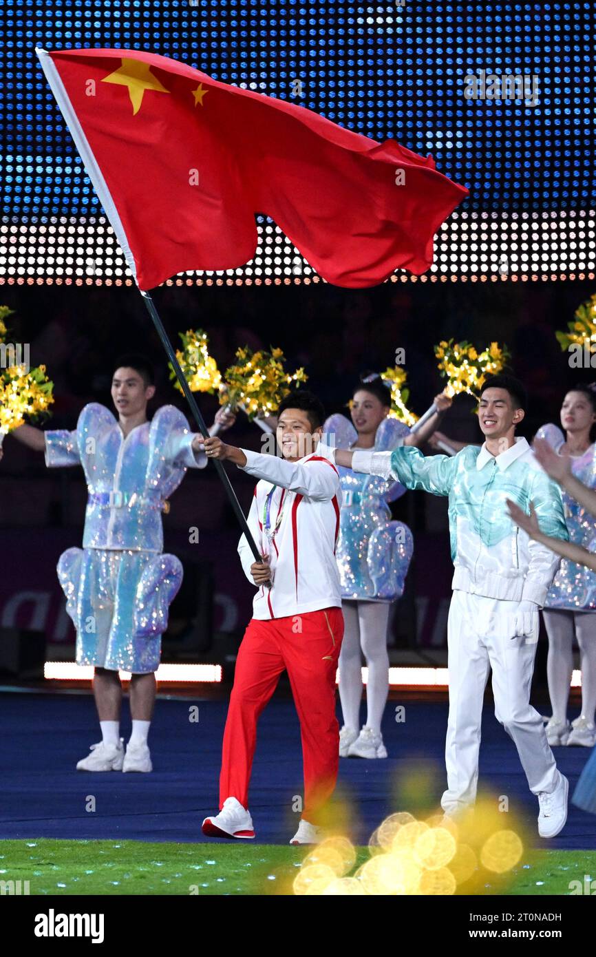 Hangzhou, China's Zhejiang Province. 8th Oct, 2023. Flag bearer of the ...