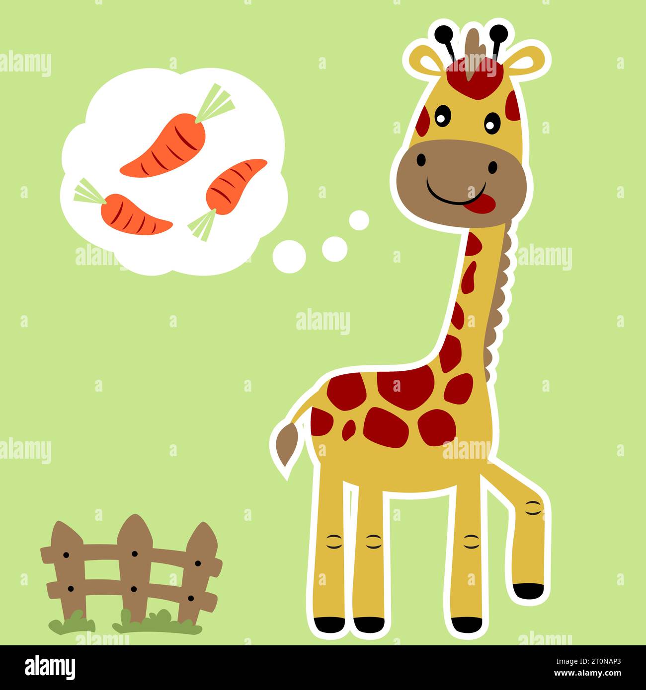 Funny giraffe dreaming carrot, vector cartoon illustration Stock Vector ...