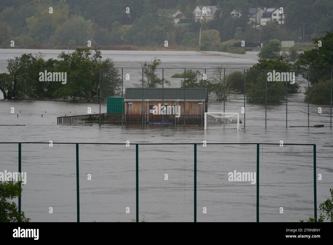 The flooded Dell sports field in Kingussie near Aviemore. Those in the ...