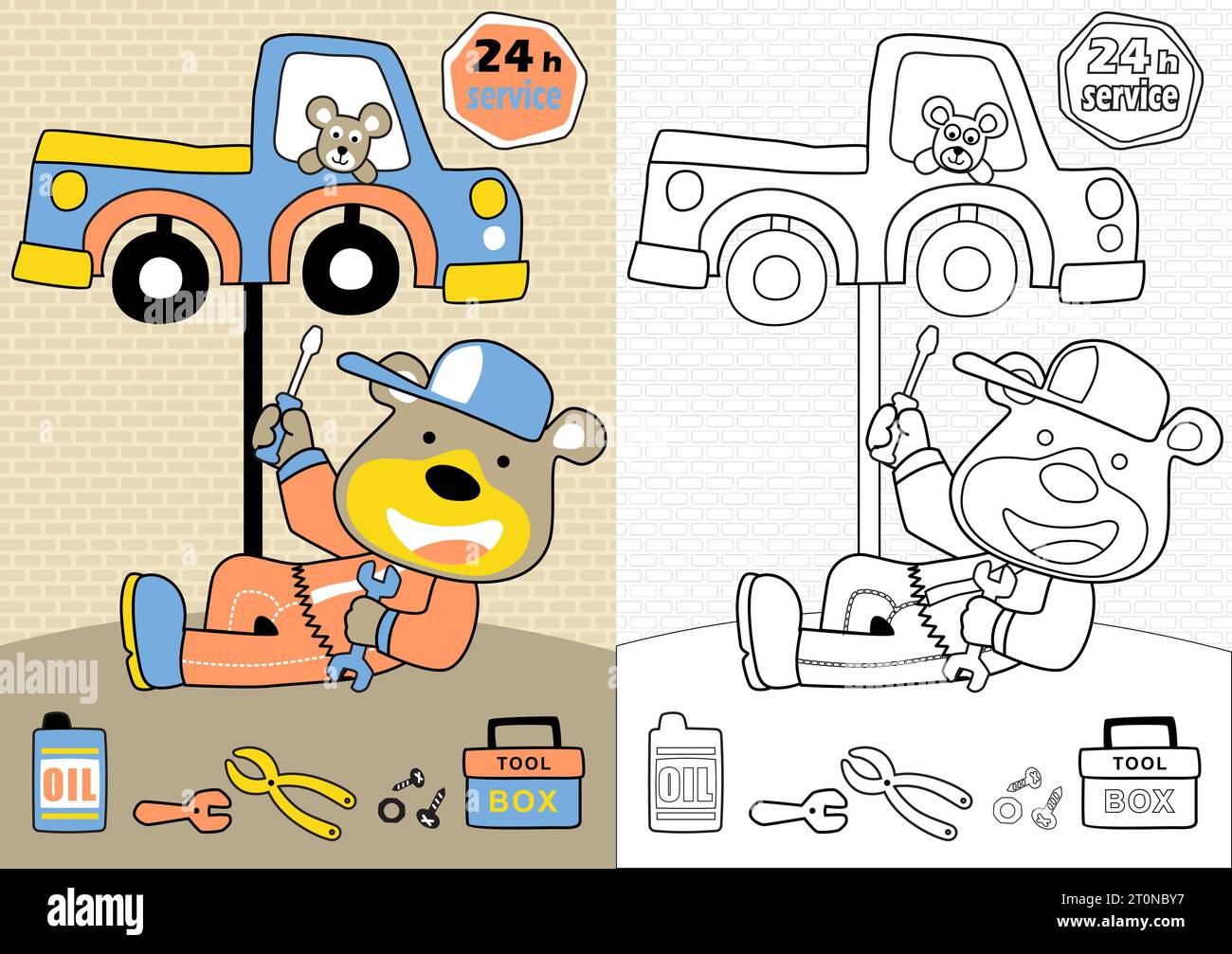 Mechanic fixing car wrench Stock Vector Images - Alamy