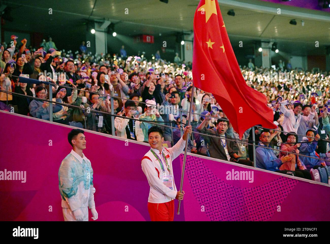 Hangzhou, China's Zhejiang Province. 8th Oct, 2023. Flag bearer of the ...