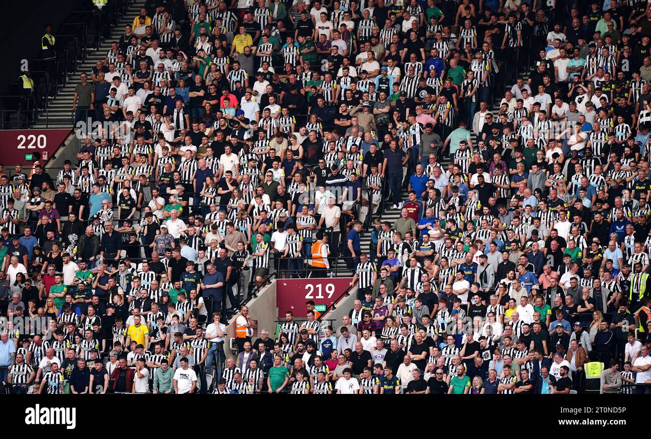 General view of the Newcastle United fans in the away stand during the ...