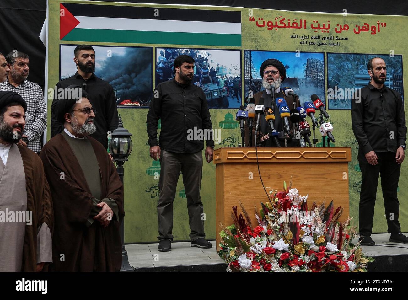Beirut, Lebanon. 08th Oct, 2023. Hashim Safi Al-Din (C) head of pro ...