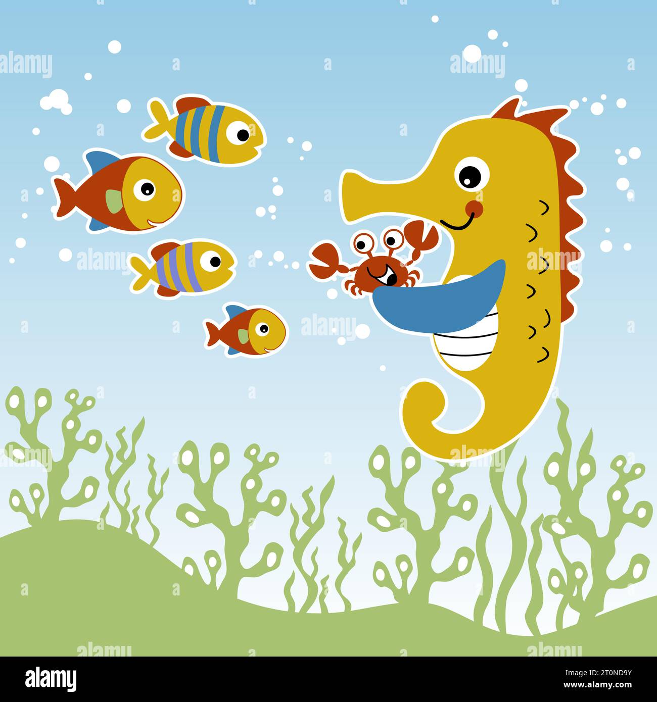 vector cartoon of cute sea animals underwater Stock Vector Image & Art ...