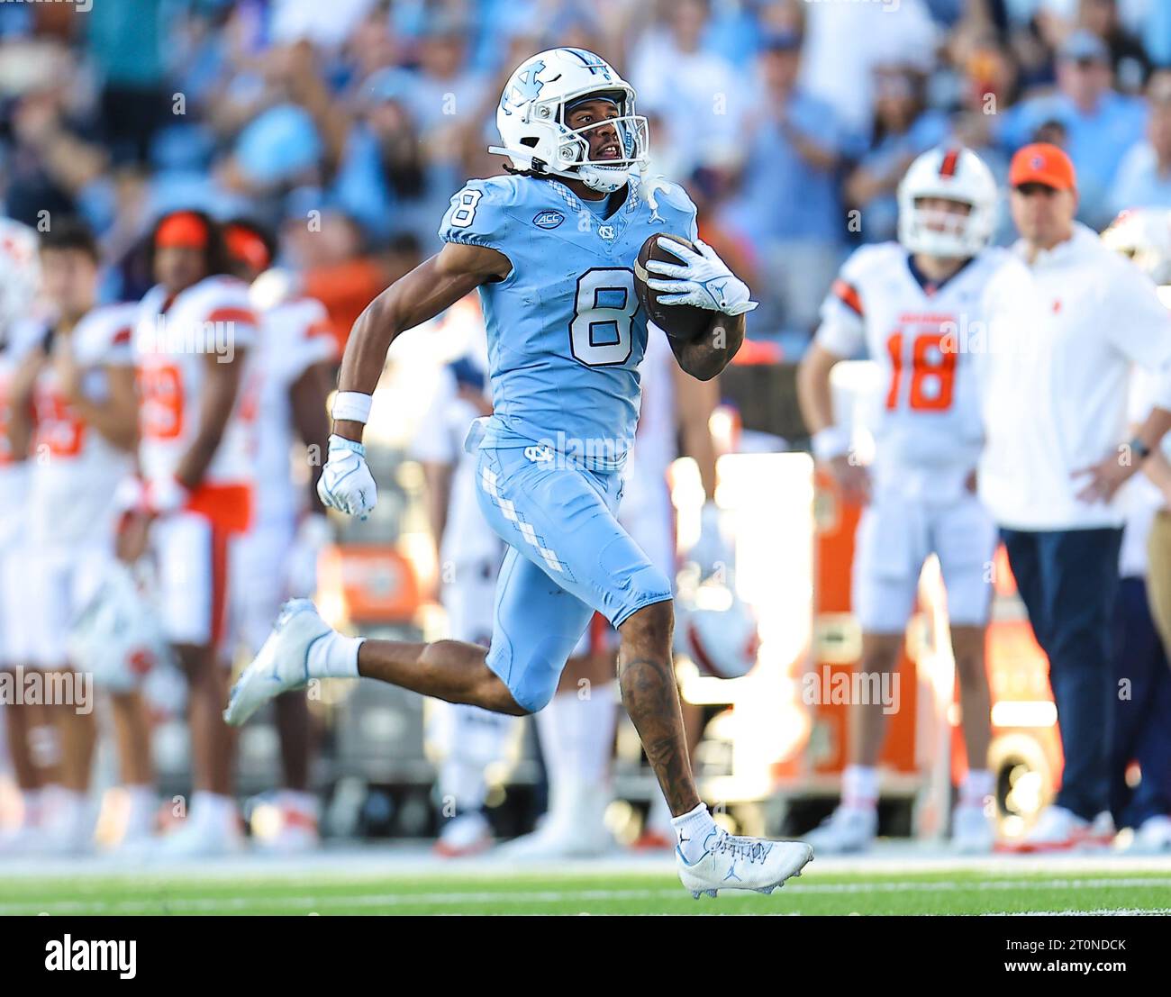 October 7, 2023: North Carolina sophomore Kobe Paysour (8) runs for ...