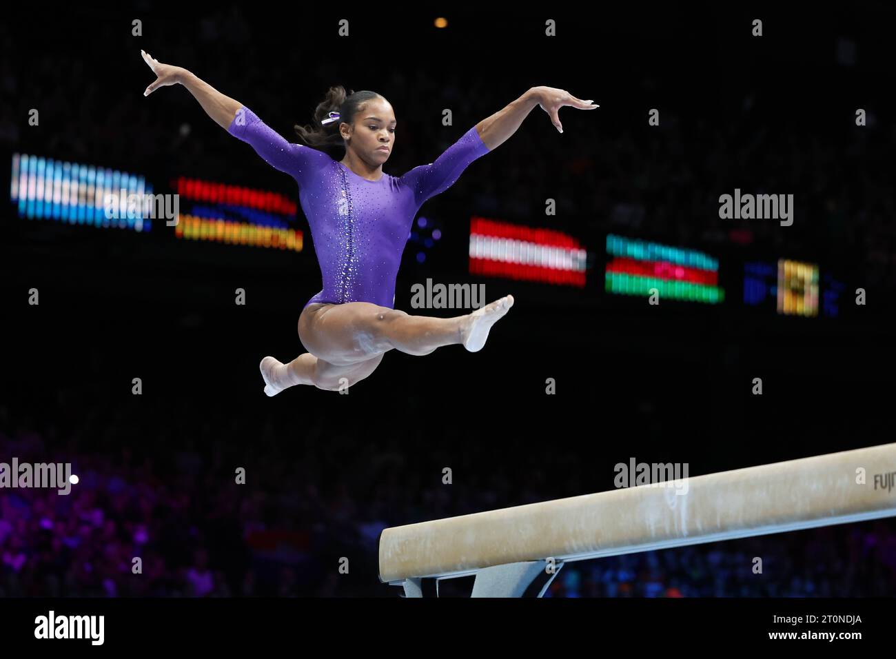 United States' Shilese Jones competes on the beam during the apparatus ...