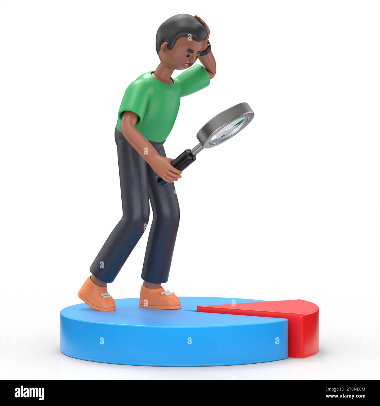 3D illustration of afro man David stand on Tax chart.3D rendering on ...