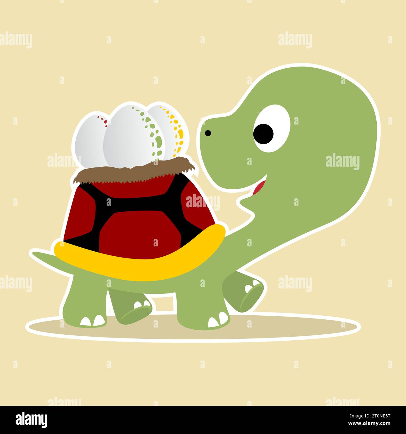 Cute turtle carrying eggs on its back, vector cartoon illustration ...