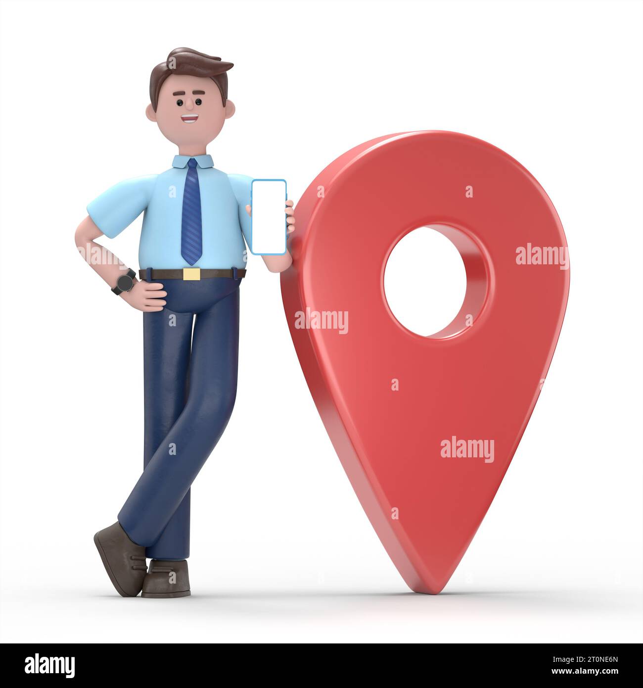 3D illustration of Asian man Felix with Smartphone Standing near ...