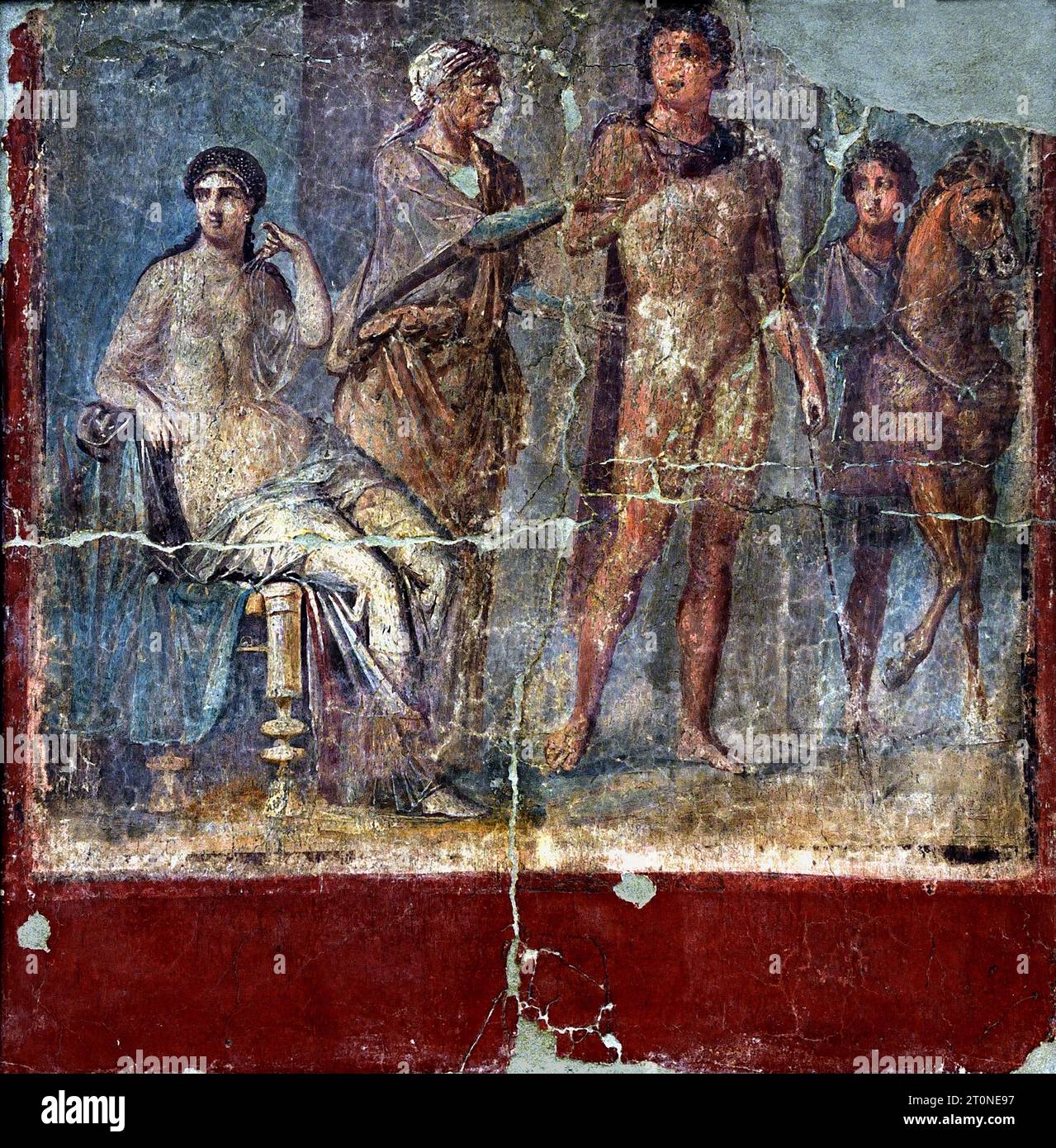 Daedalus presented the artificial cow to Pasiphae. Roman fresco.1st ...