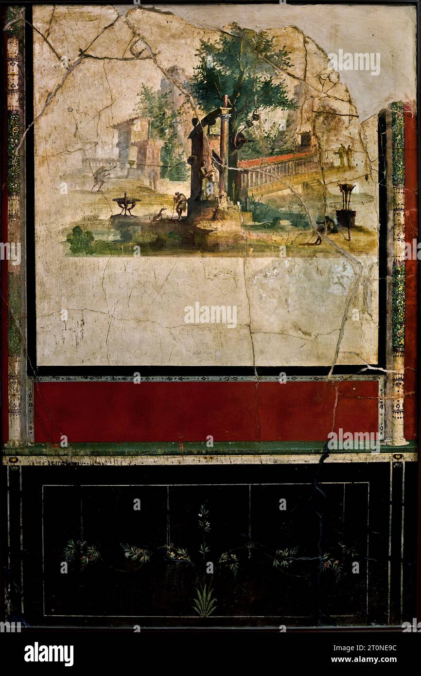 Wall with Sacred Landscape, Fresco Pompeii Roman City is located near ...
